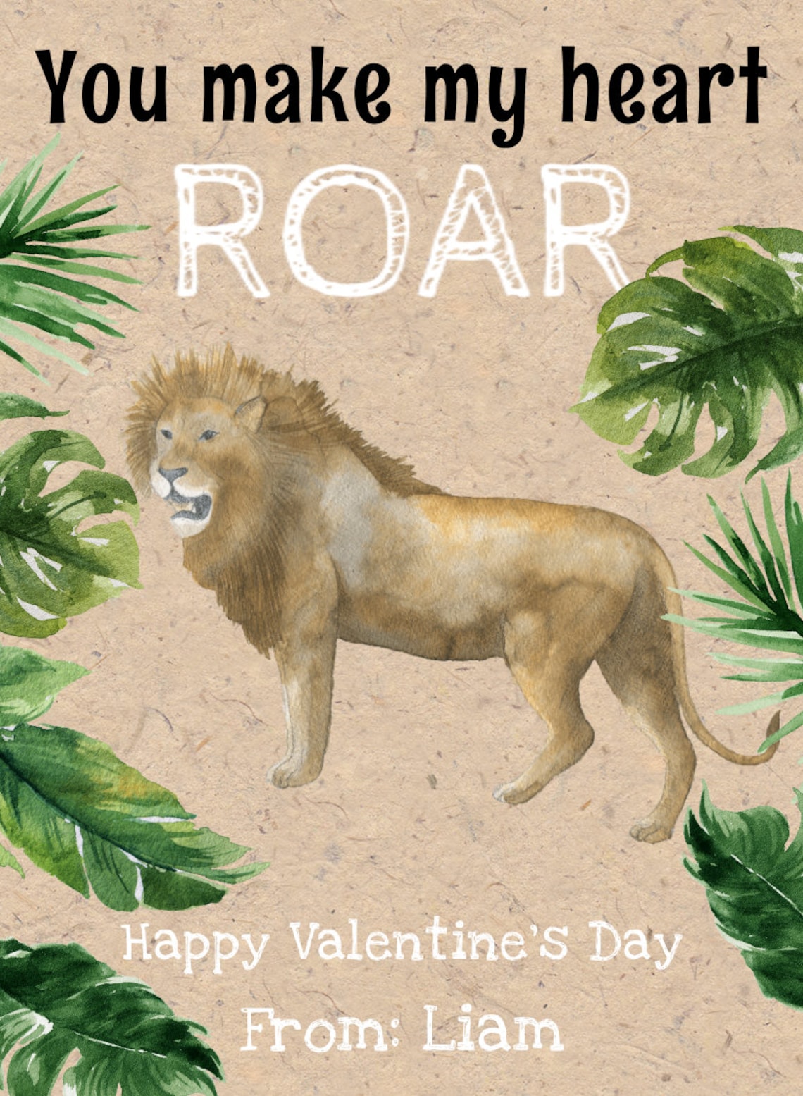 Safari Valentines Day Card Template, Safari Valentines Cards for Kids ...