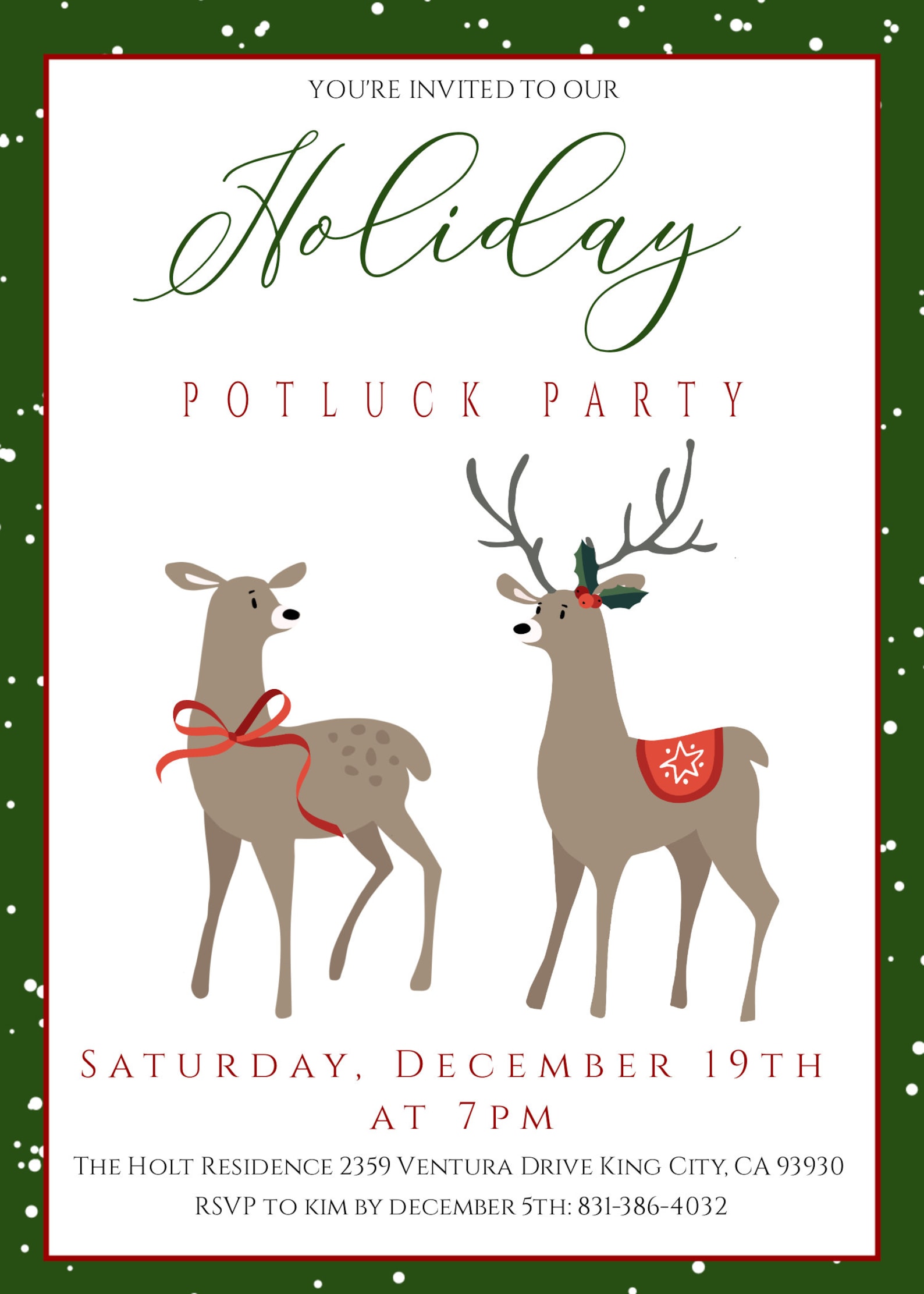 Holiday Potluck Party Invitation Template Set Potluck Party | Etsy