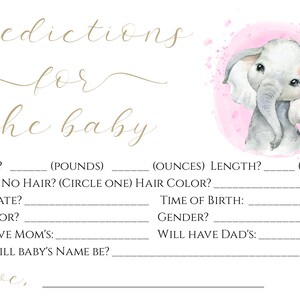 Pink Elephant Baby Shower Keepsakes, Wishes for Baby Advice for Mommy ...