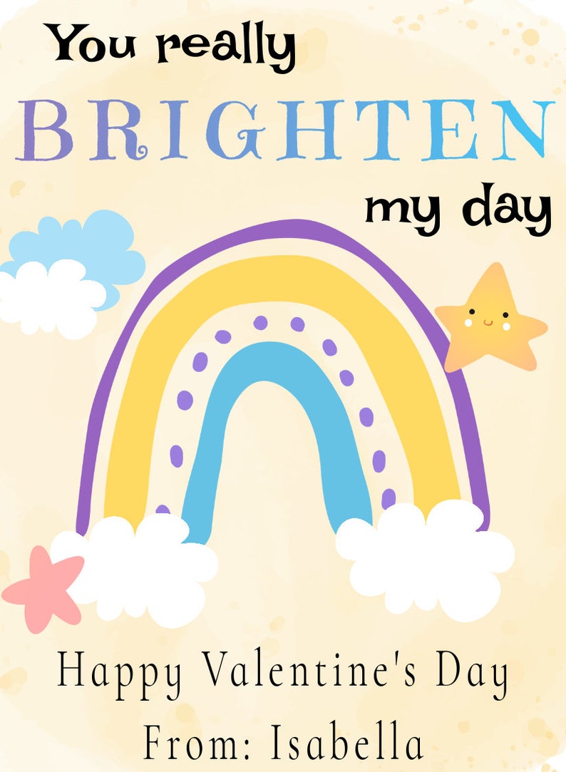 Rainbow Valentines Day Card Template, Rainbow Valentines Cards for Kids ...