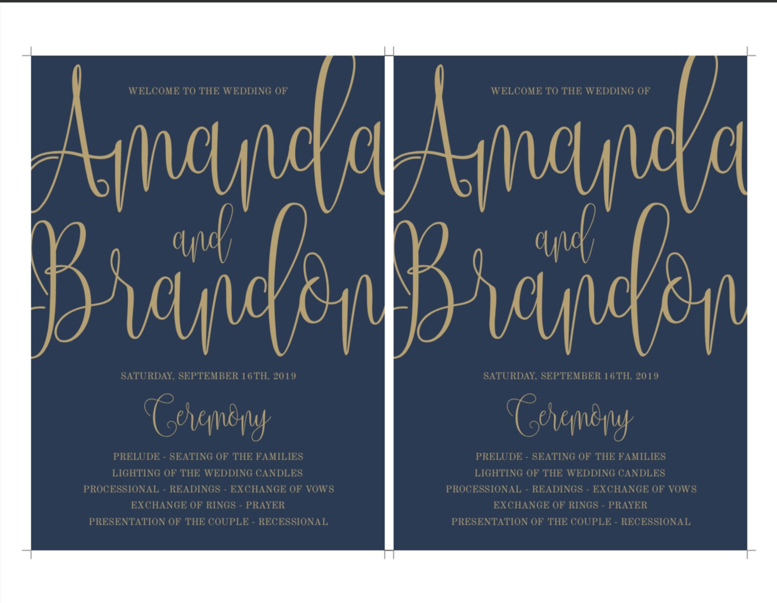 Navy Wedding Program Template, Printable Order of Service, DIY Ceremony ...