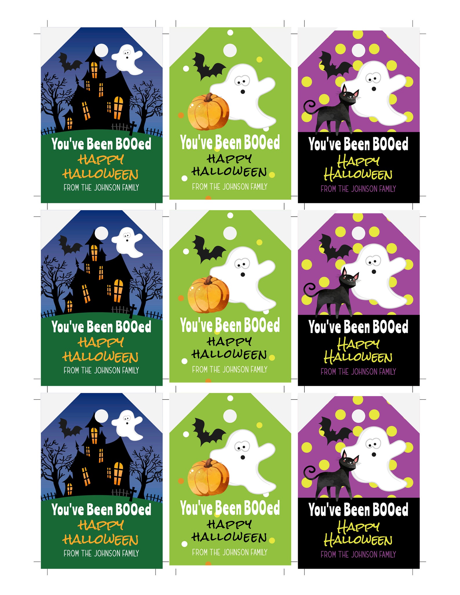 You've Been Booed Halloween Gift Tag Template Set of 3, Halloween Favor ...