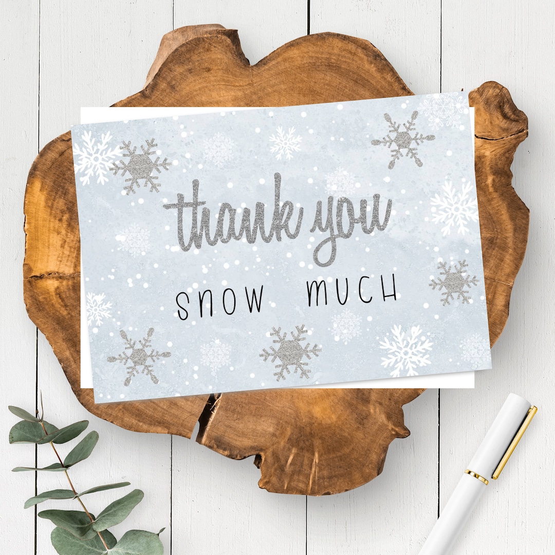 Winter One-derland Thank You Snow Much Card Template, Blue + Silver ...