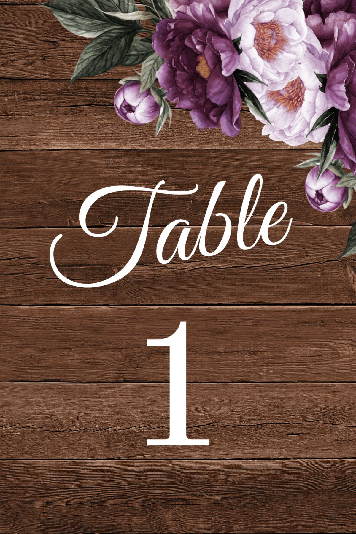 Rustic Table Number Template Purple Floral Table Number - Etsy