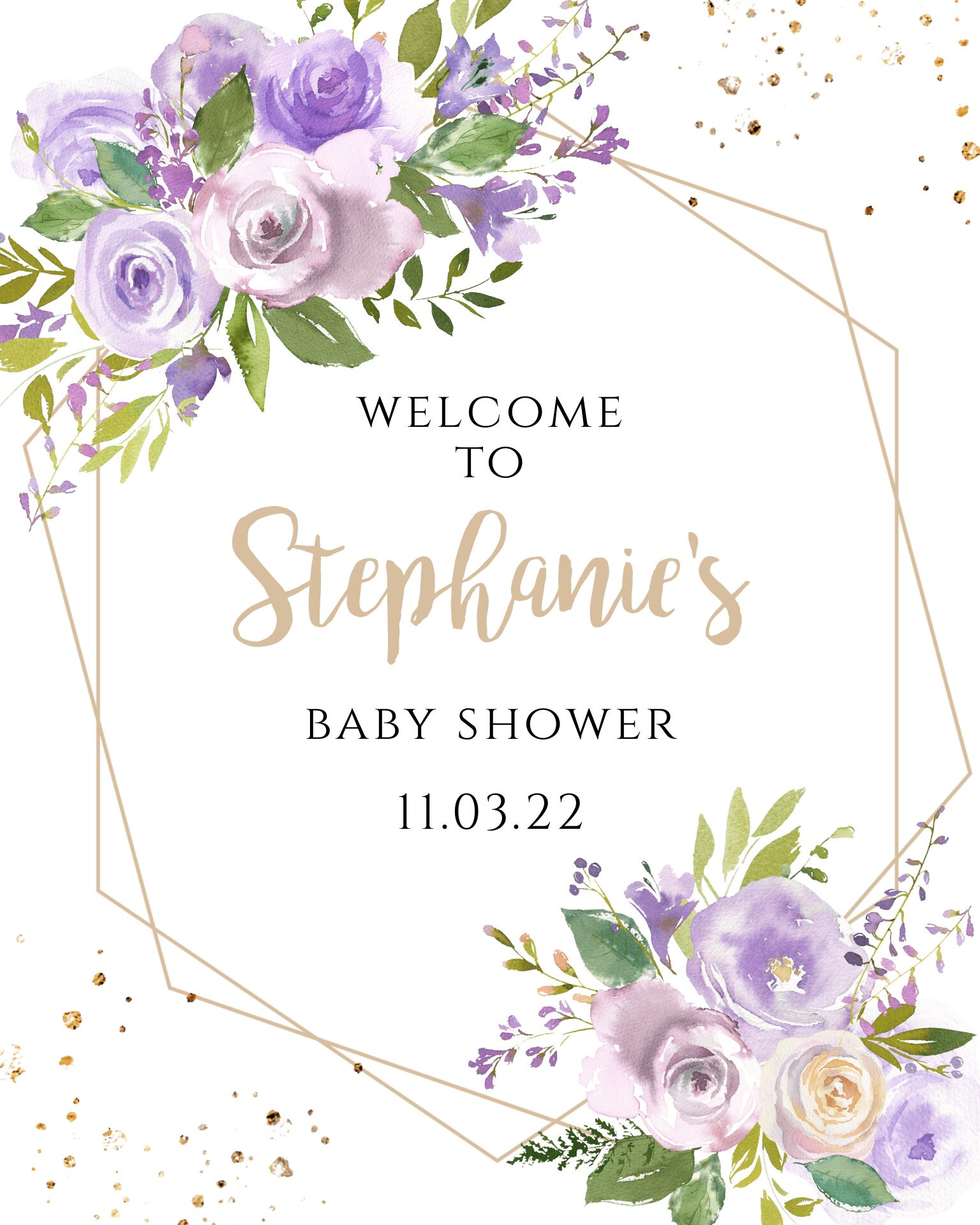 Purple Floral Welcome Sign Template Welcome Poster Door - Etsy