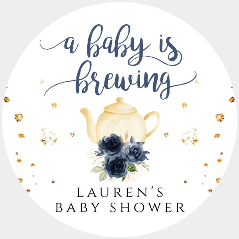 Blue Floral Favor Tag Template Twin Boy Tag Personalized Tea - Etsy