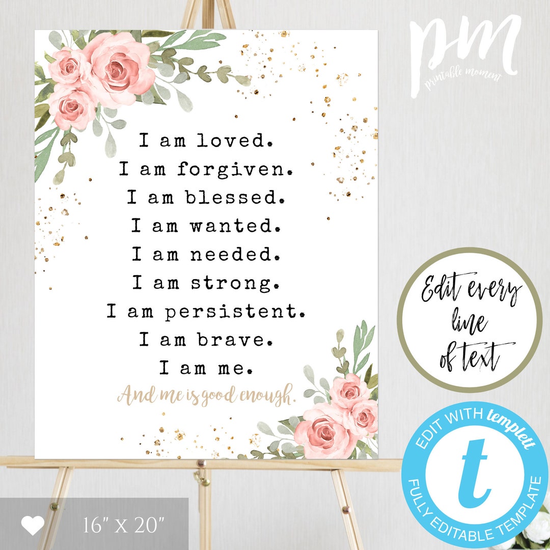 Affirmation Sign for Teen Girl, Mindfulness Sign for Children, Self ...