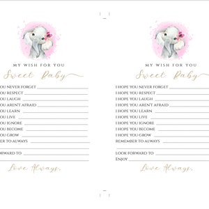 Pink Elephant Baby Shower Keepsakes, Wishes for Baby Advice for Mommy ...