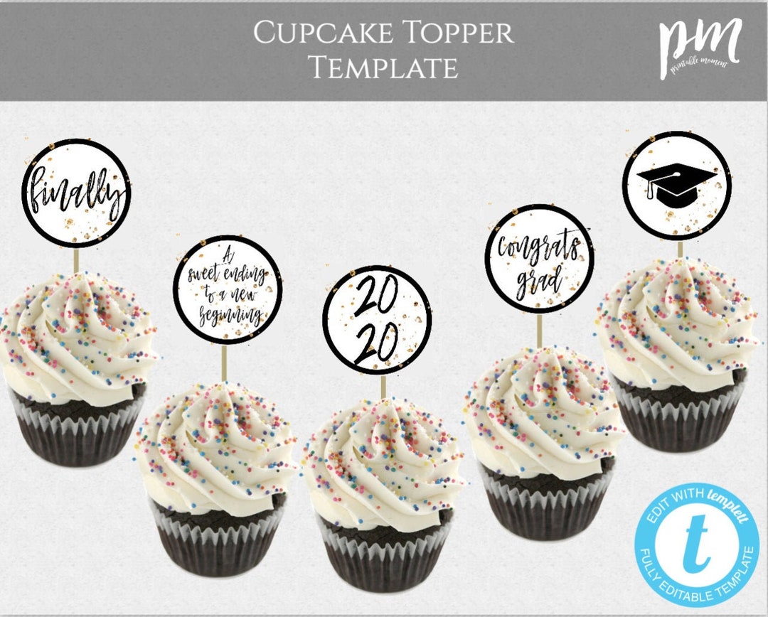 Cupcake Topper Template for Graduation Party, 2021 Graduation Decor ...