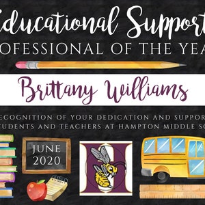 Educational Support Professional of the Year Yard Sign Template, Social ...
