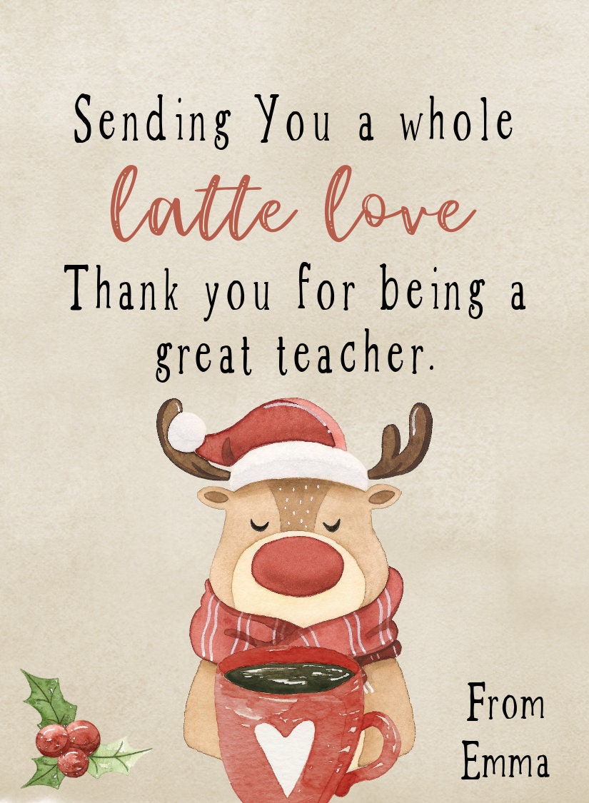 Holiday Teacher Gift Tag Template Christmas Appreciation Gift | Etsy