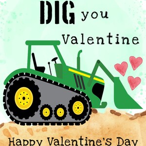 Tractor Valentines Day Card Template, Tractor Valentines Cards for Kids ...