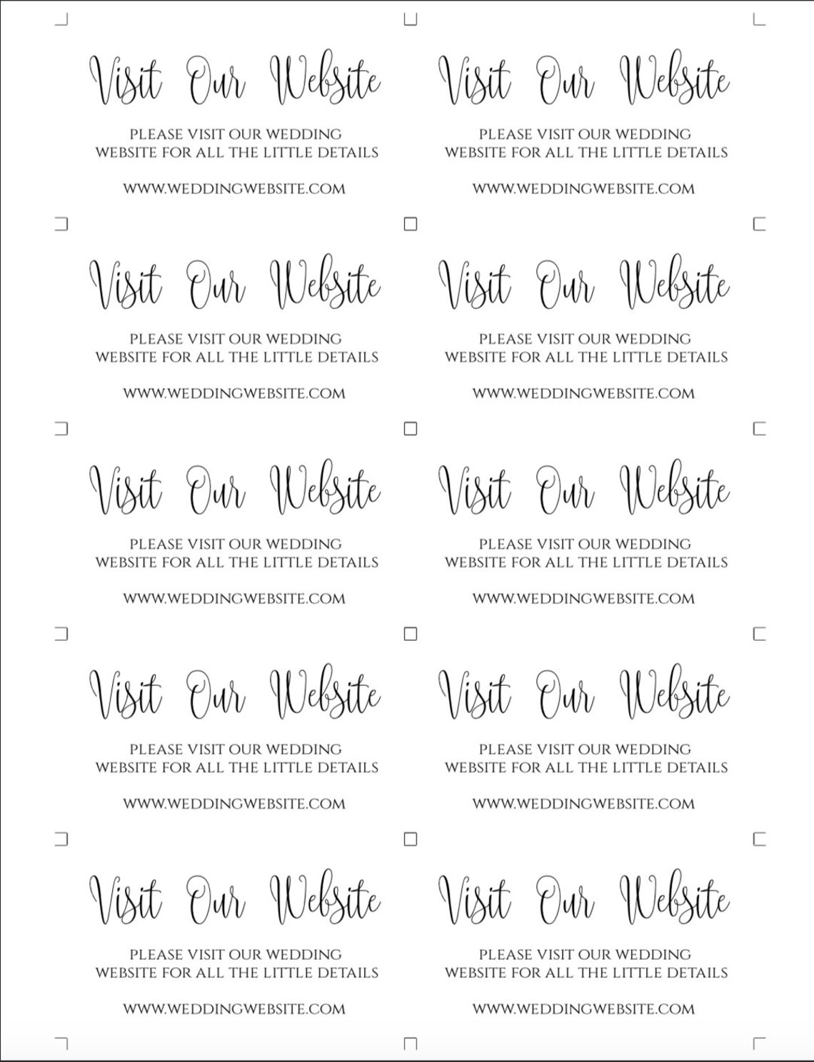 Script Printable Wedding Insert Card Template Wedding Website - Etsy