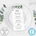 Greenery Menu Template Printable Wedding Menu Botanical - Etsy