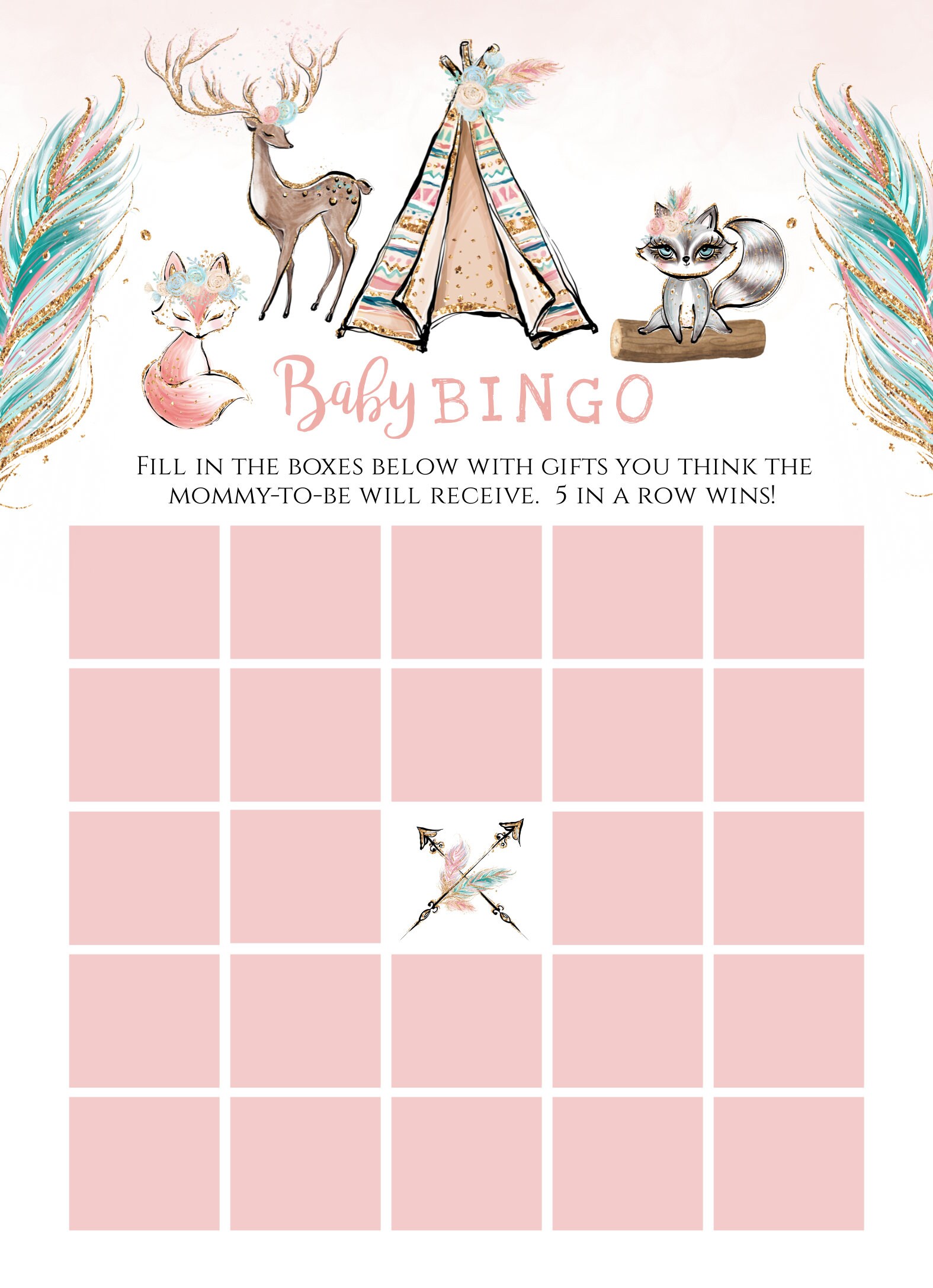 Baby Bingo Present Game Template Woodland Animal Shower Game | Etsy