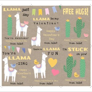 Llama Valentines Day Card Template, Llama Valentines Cards for Kids ...