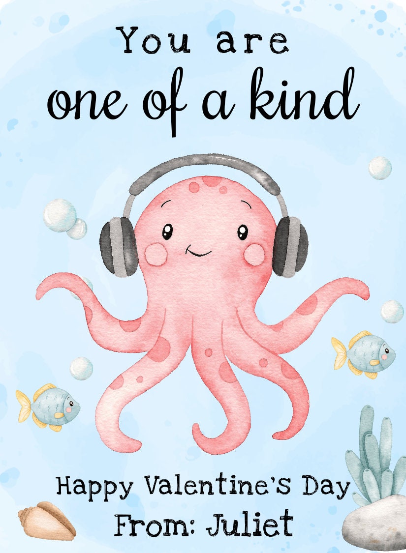 Ocean Valentines Day Card Template, Beach Valentines Cards for Kids ...