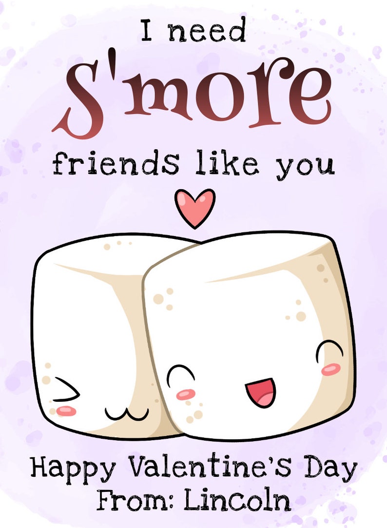 S'more Valentines Day Card Template Printable Marshmallow | Etsy