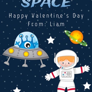 Space Valentine Card Template, Outer Space Valentines Cards for Kids ...