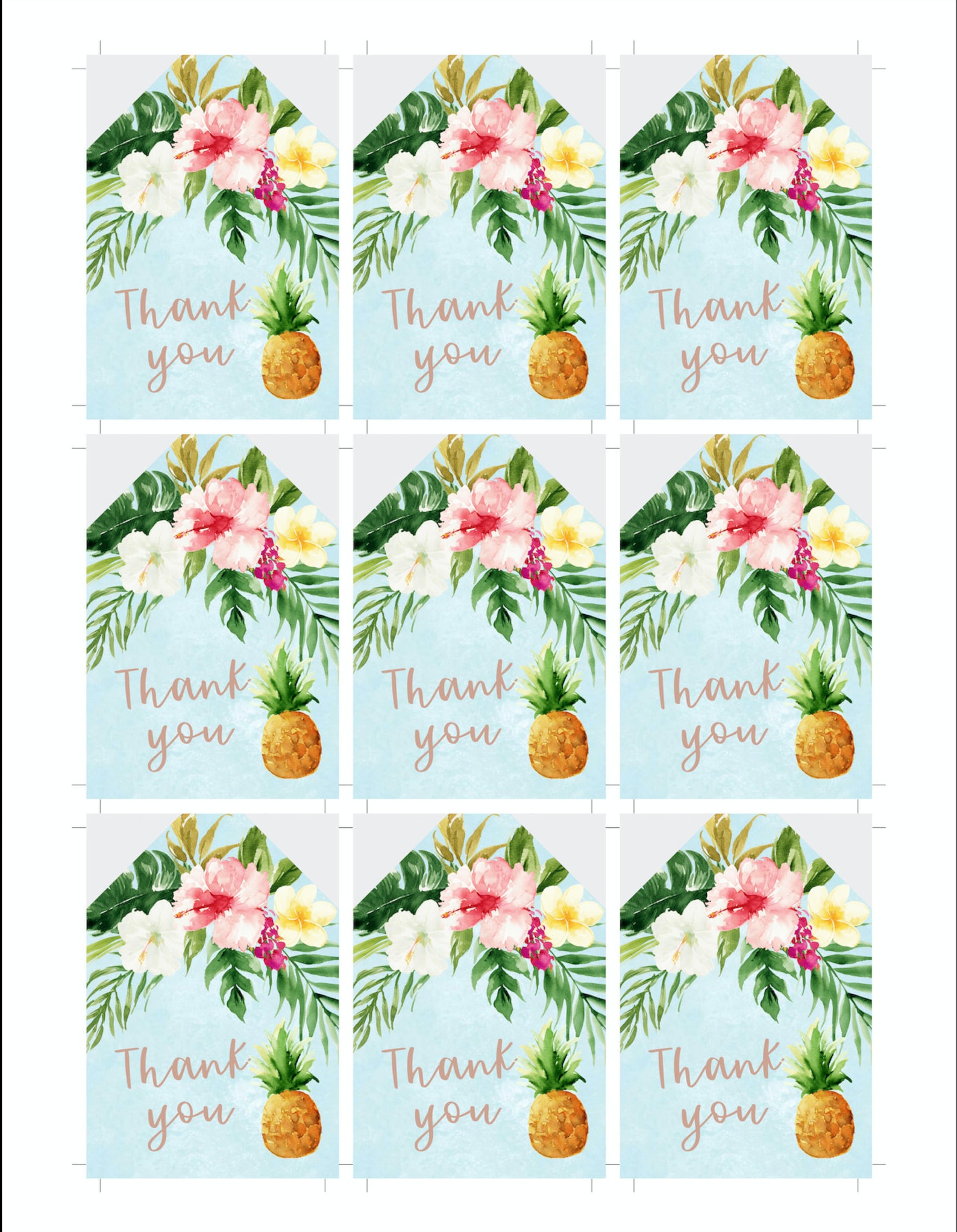 Hawaiian Birthday Thank You Tag Template Tag Personalized | Etsy