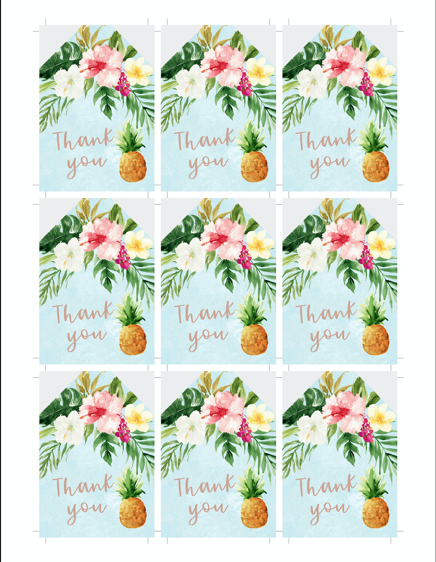 Hawaiian Birthday Thank You Tag Template Tag Personalized | Etsy