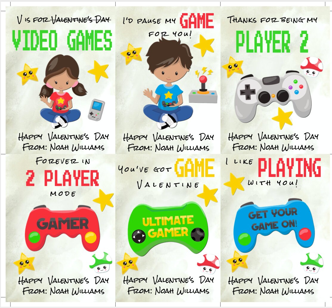 Gamer Valentines Day Card Template Video Game Valentines - Etsy
