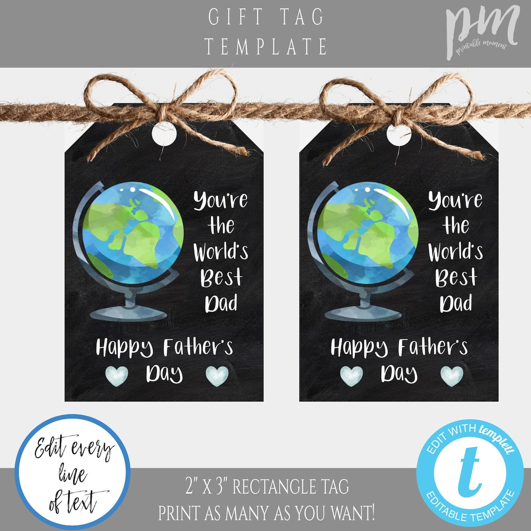 Father's Day Gift Tag Template, World's Best Dad, Printable Father's ...