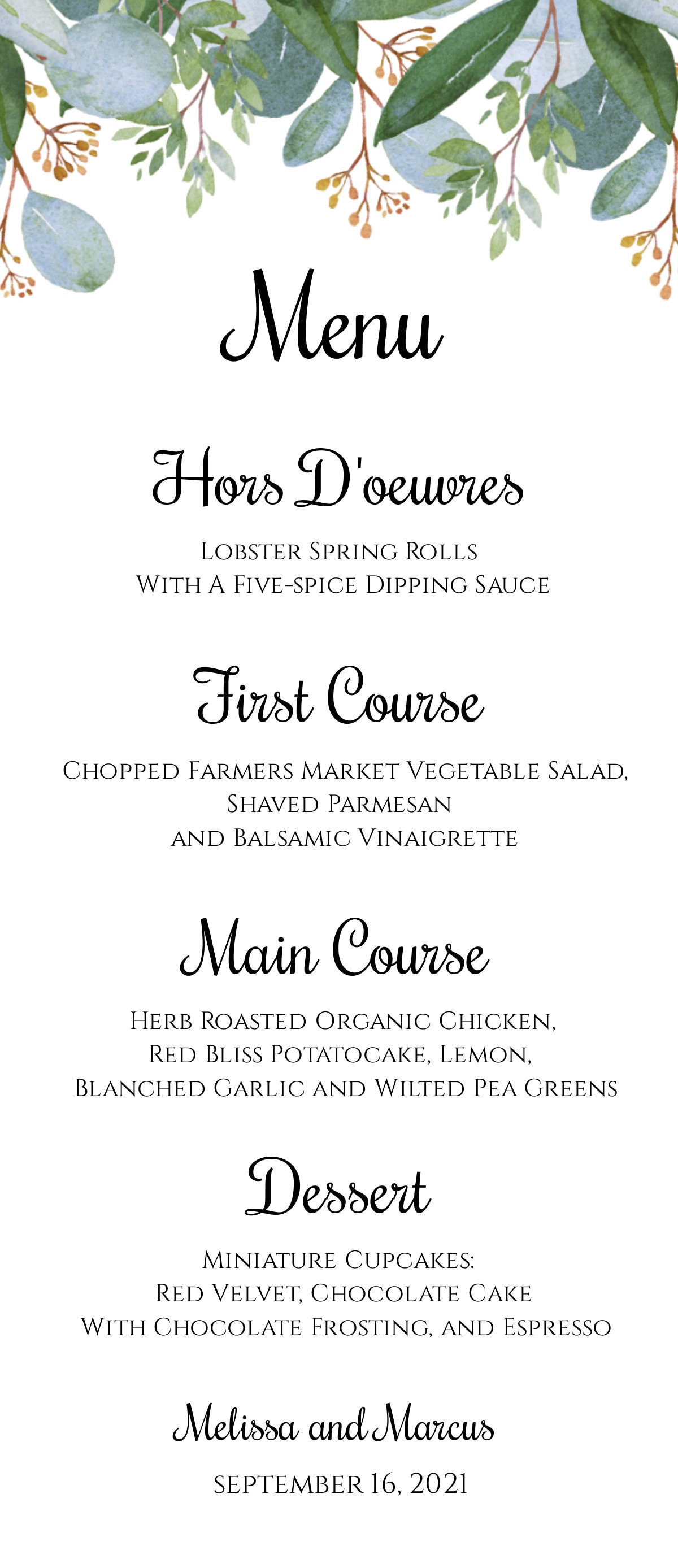 Greenery Menu Template Printable Wedding Menu Botanical | Etsy