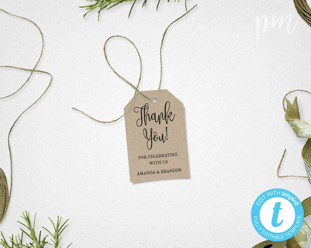 Rustic Wedding Favor Thank You Tags Template, Printable Thank You Tags ...
