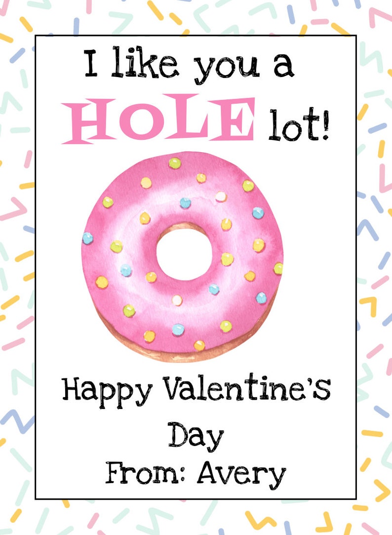 Donut Valentines Day Card Template Donut Valentines Cards for - Etsy