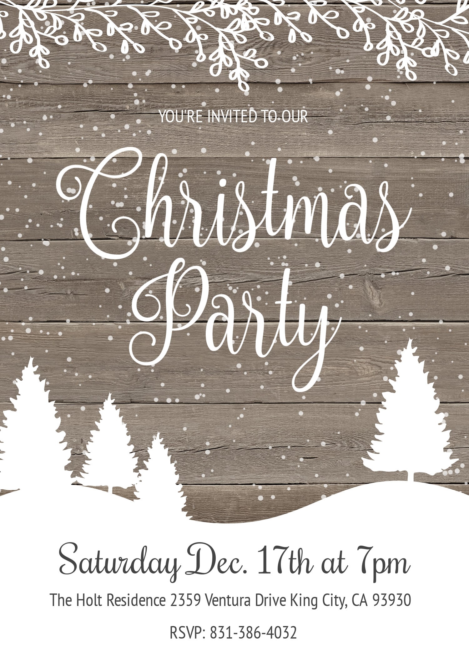 Rustic Christmas Party Invitation Template Editable Holiday - Etsy