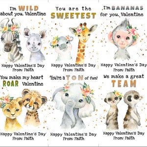 Jungle Valentine Card Template, Safari Valentines Cards for Kids ...