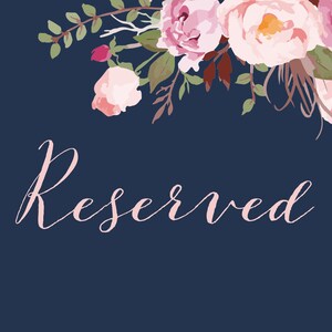 Blue + Pink Wedding Reserved Sign Template, Printable Reserved Sign ...