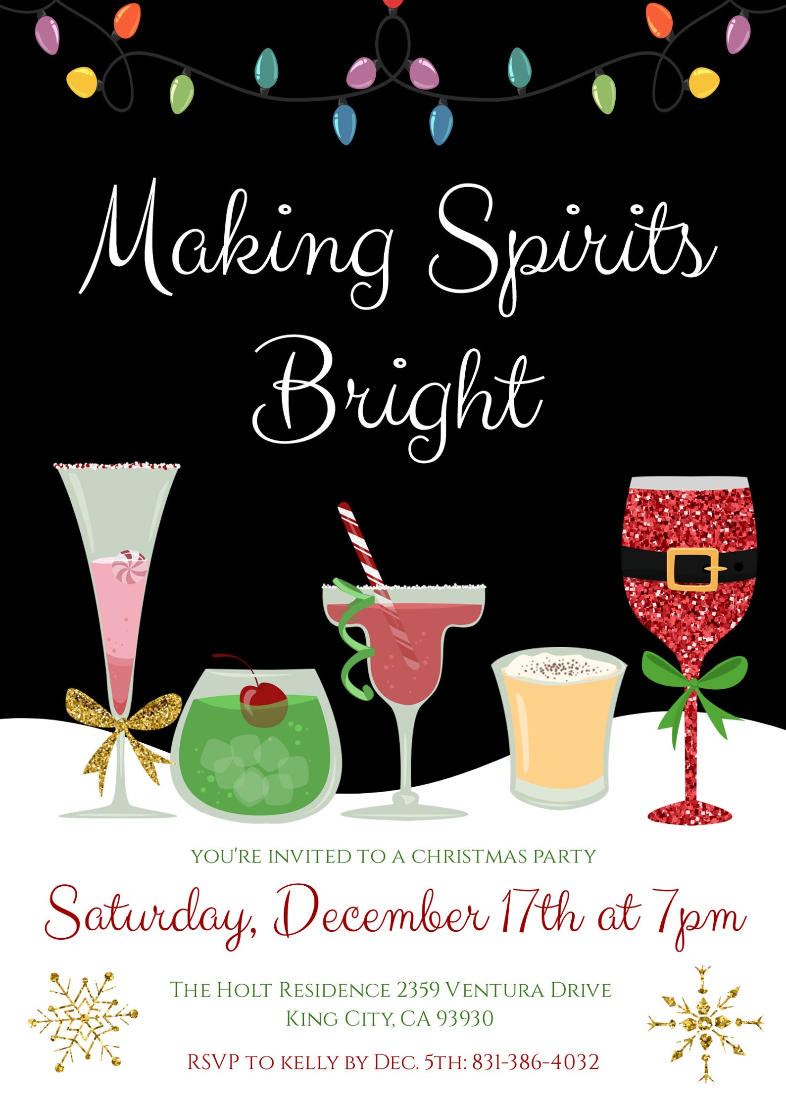 Making Spirits Bright Christmas Party Invitation Template - Etsy