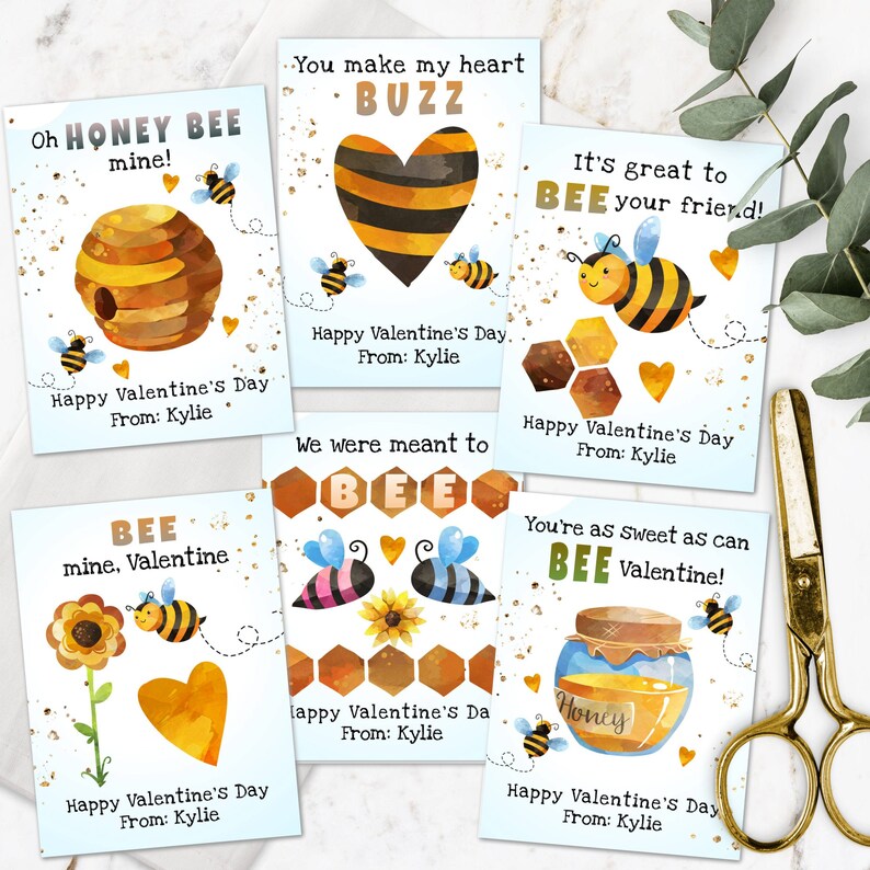 Bee Valentines Day Card Template, Honey Bee Valentine Card for Kids ...