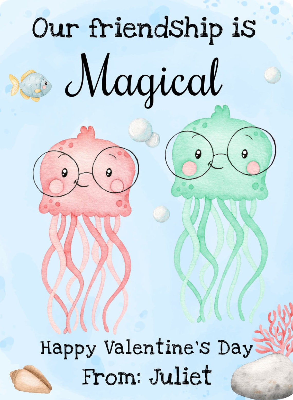 Ocean Valentines Day Card Template Beach Valentines Cards for | Etsy