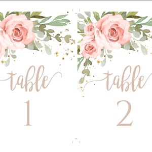 Printable Pink Floral Table Number 4x6 + 5x7 Card Templates, Editable ...