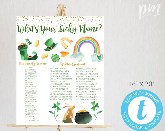 What's Your Lucky Name Birthday Activity Sign Template | Etsy