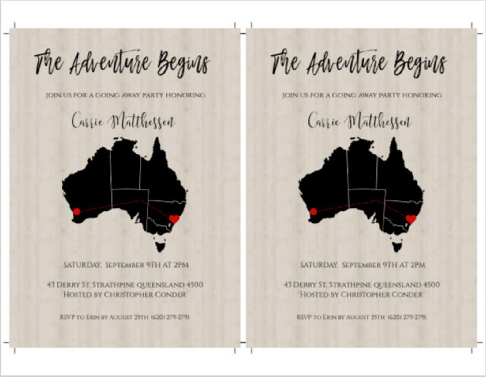 Australia Map Invitation, Map Invitation, Going Away Party Invitation ...