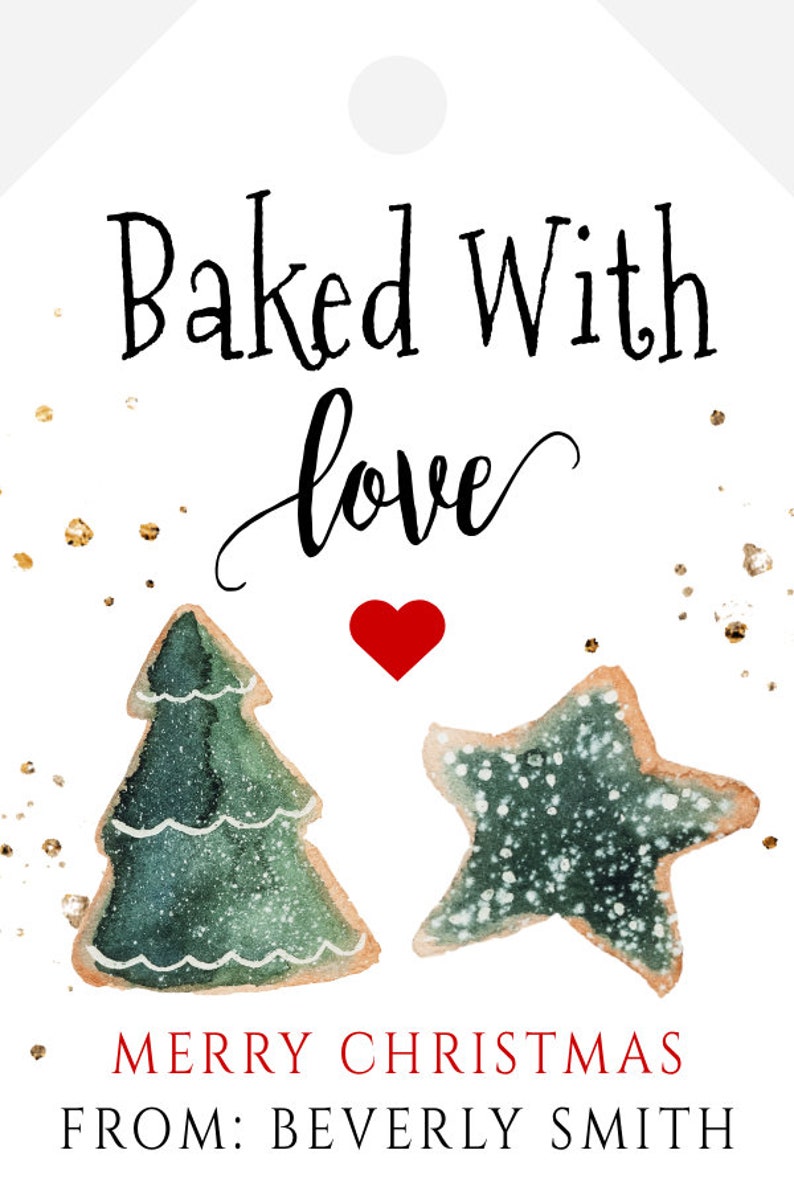 Baked With Love Christmas Gift Tag Template With Cookies - Etsy