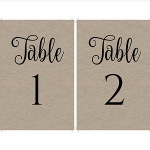 Rustic Table Number Template, Wedding Printable Template, Calligraphy ...