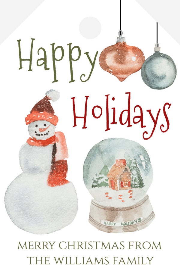 Happy Holidays Gift Tag Template Set of 3 Holiday Party Gift | Etsy