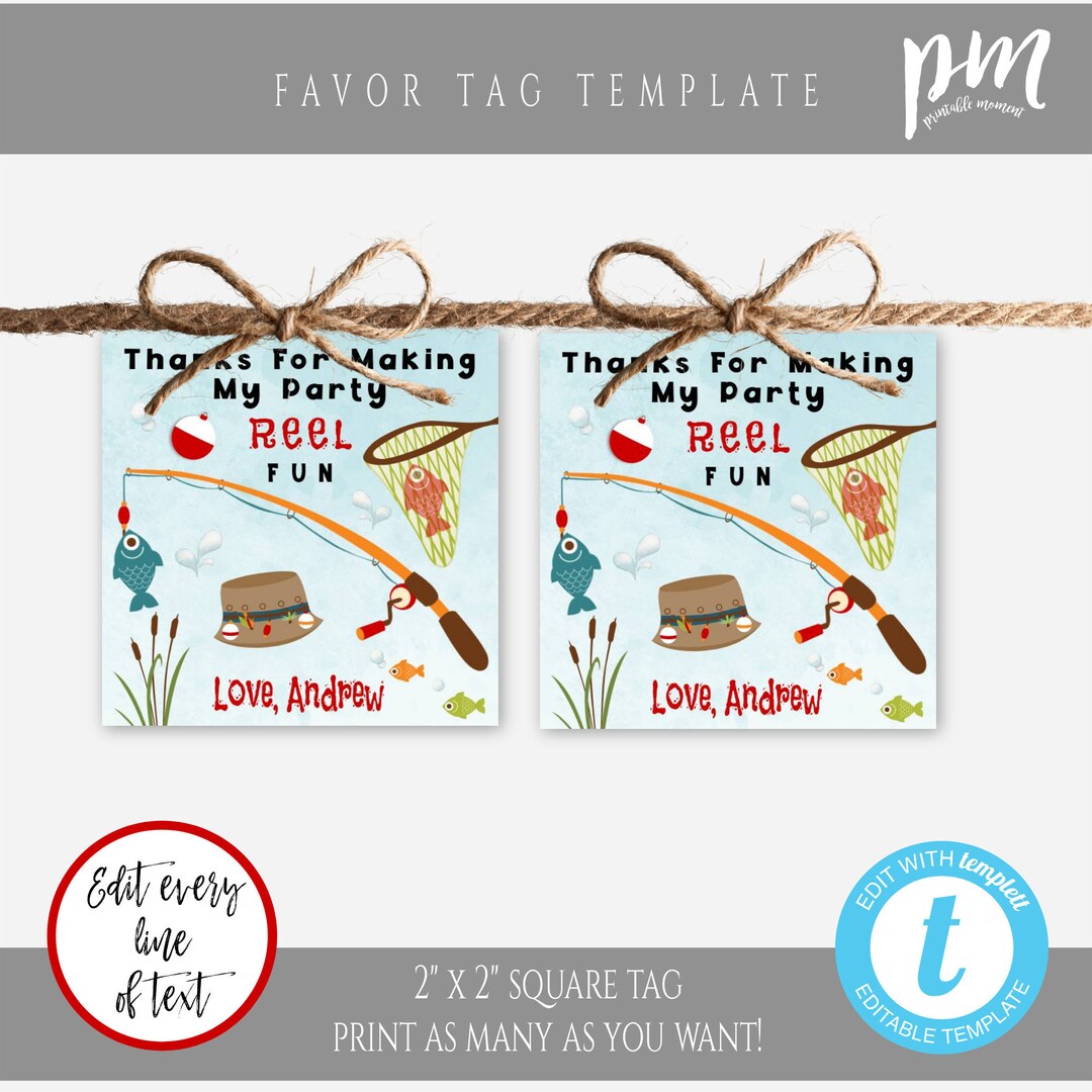 Fishing Birthday Favor Tag Template, O-fish-ally One Tag Personalized ...