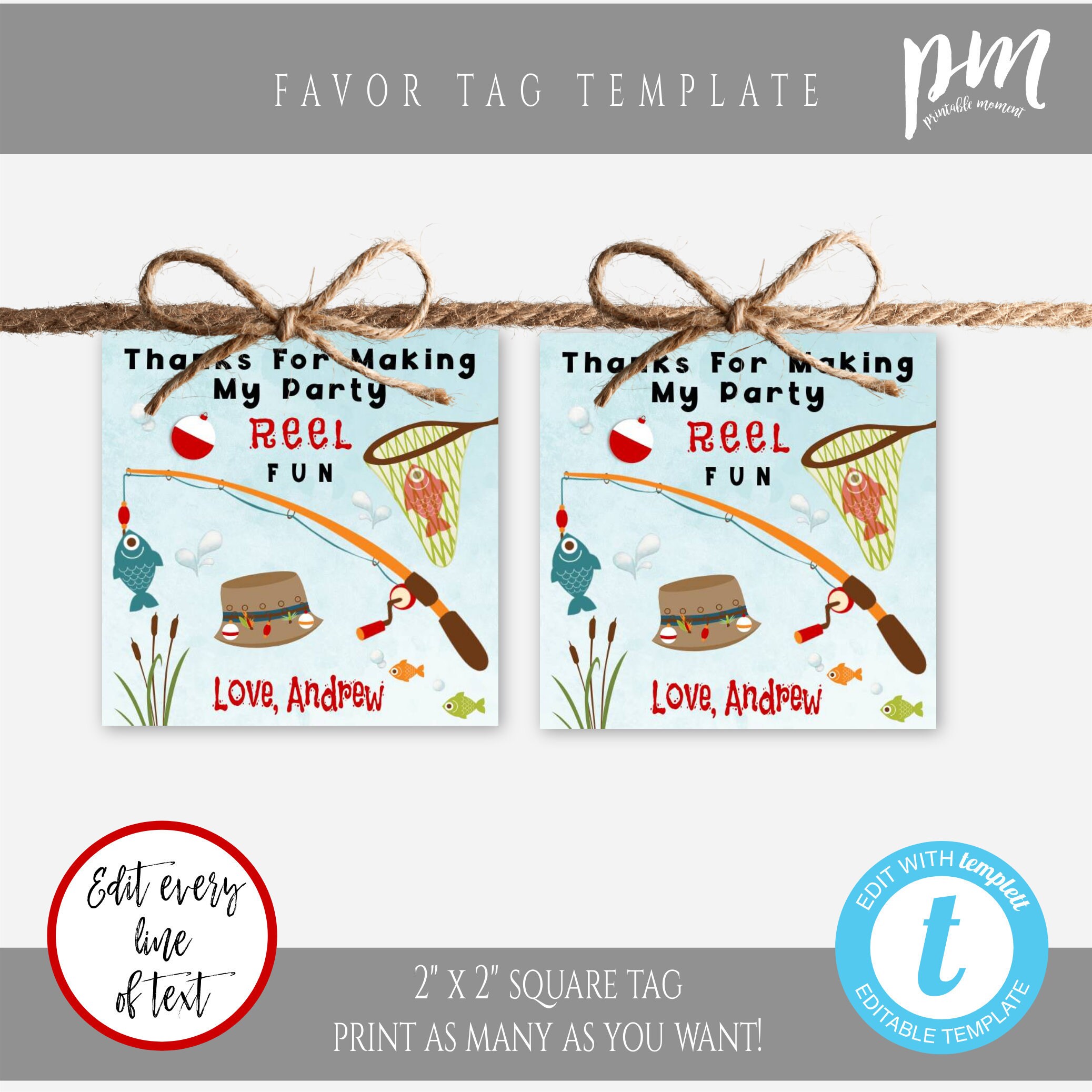 Fishing Birthday Favor Tag Template O-fish-ally One Tag - Etsy