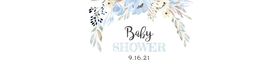 Blue Floral Water Bottle Label + Mini Champagne Bottle Label Template ...