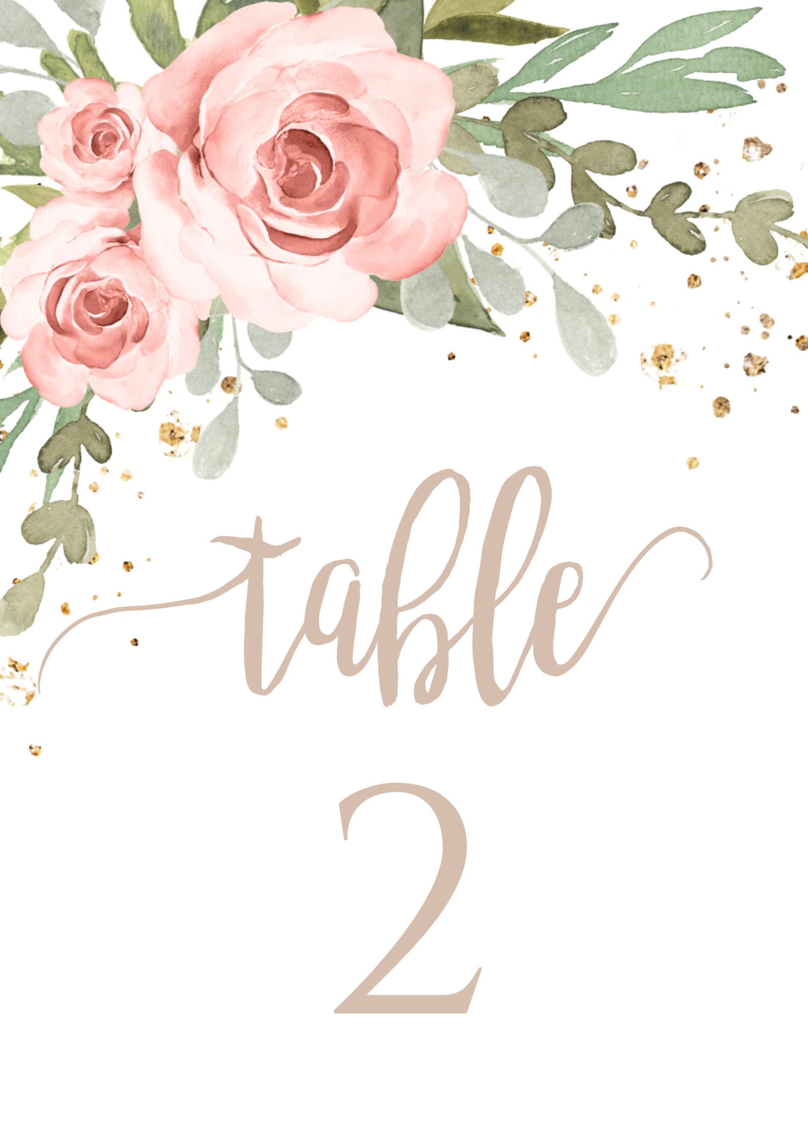 Printable Pink Floral Table Number 4x6 5x7 Card Templates - Etsy
