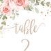 Printable Pink Floral Table Number 4x6 5x7 Card Templates - Etsy