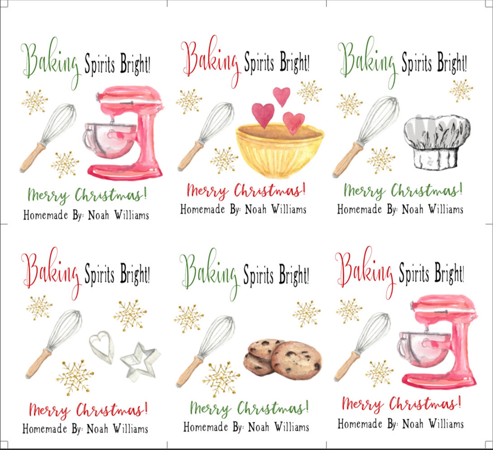 Baking Gift Tag Template Christmas Gift Tag Personalized - Etsy