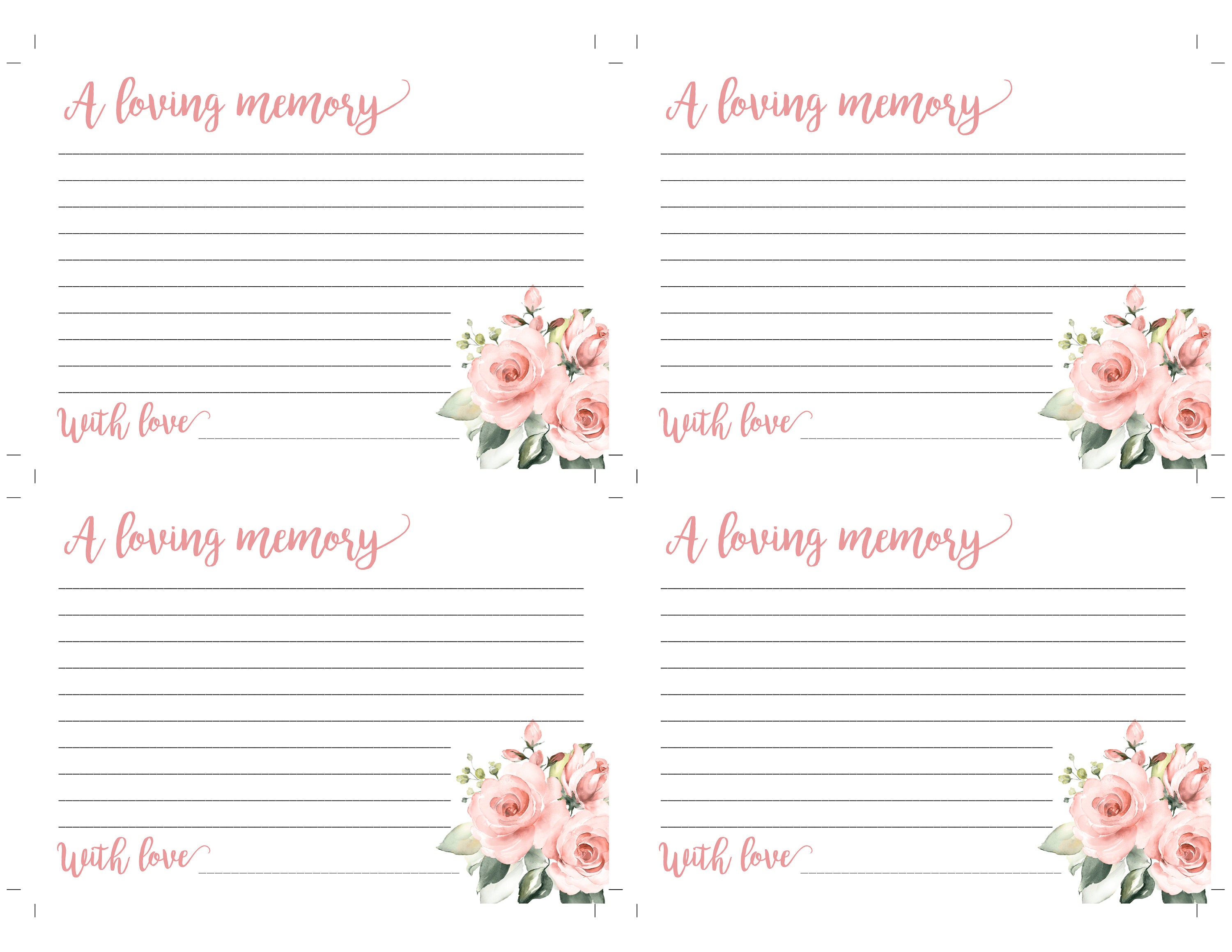 Memory Card Sign Template Birthday Tea Party Memory Card | Etsy