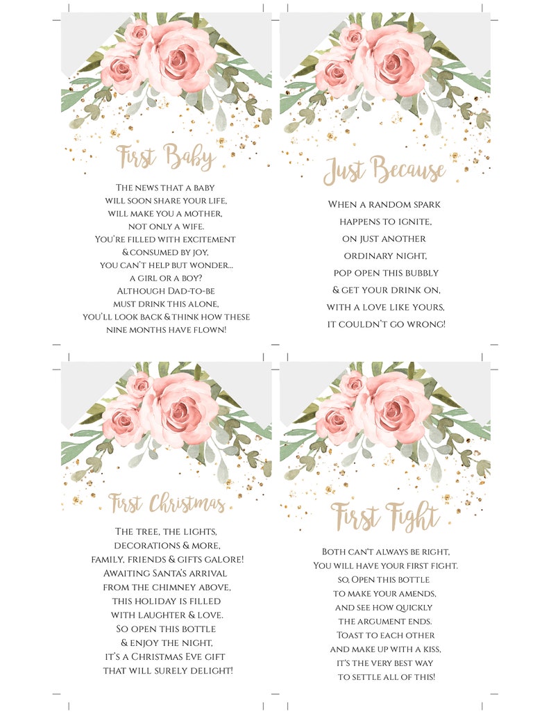 A Year of Firsts Wine Bottle Tag Template Wedding Milestone - Etsy